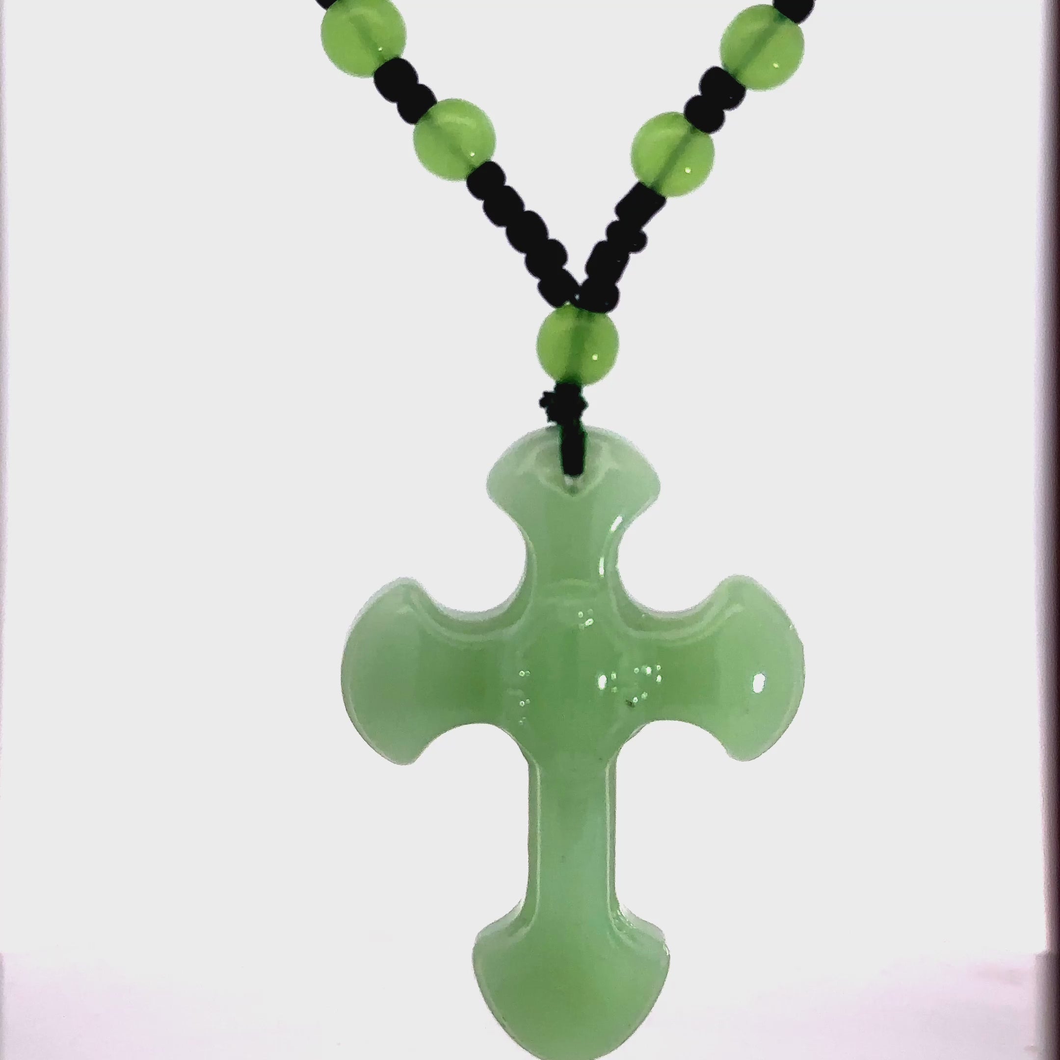 Jade Cross Green Necklace – Rosarios Y Mas