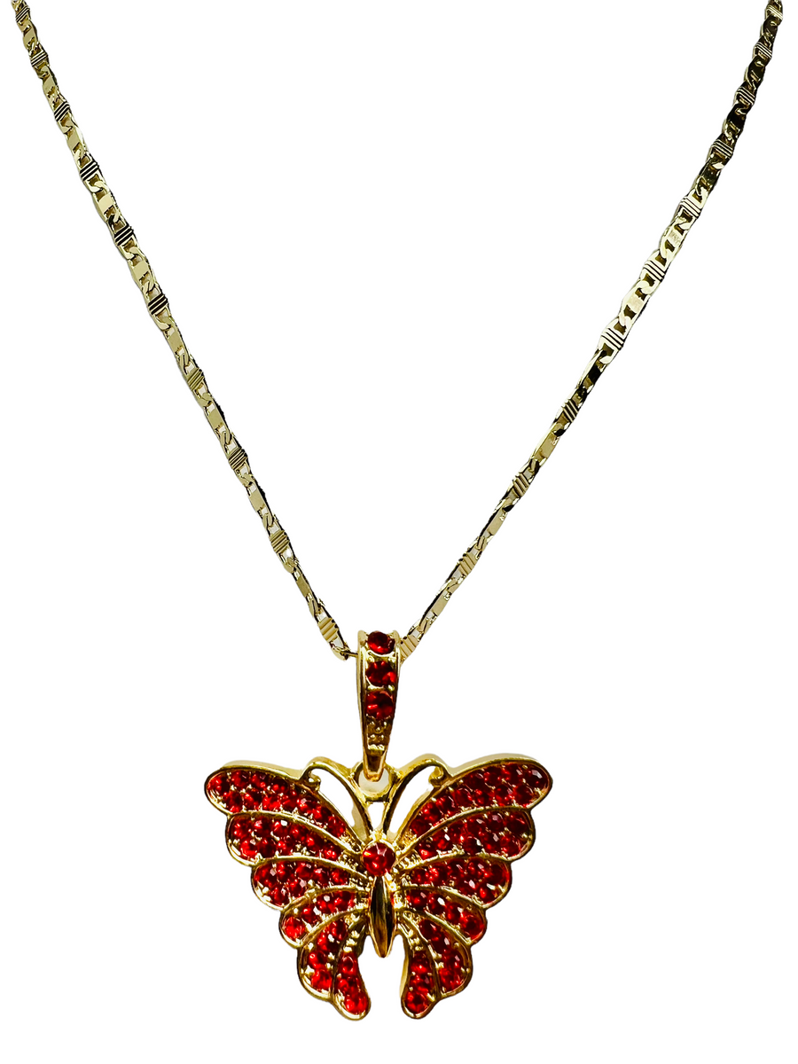 Red Butterfly Necklace (24K Gold Filled) – Rosarios Y Mas