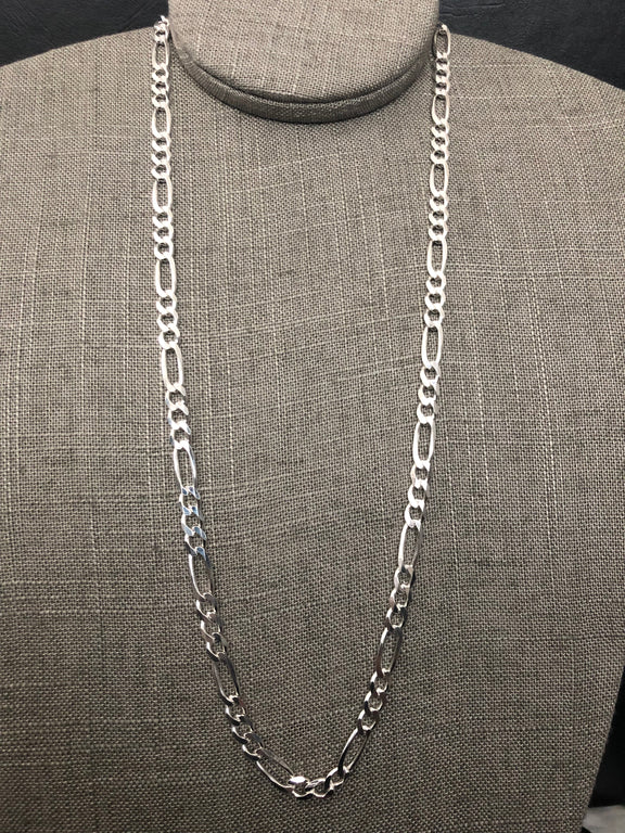 24" Figaro Style Necklace (.925 Silver) – Rosarios Y Mas
